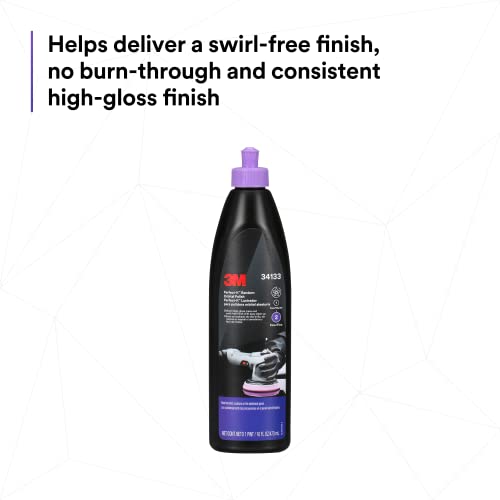 3M Perfect-It Random Orbital Polish, 34133, 1 Pint, Fast Cutting Polisher for Automotive Buffing & Polishing, High-Gloss Finish