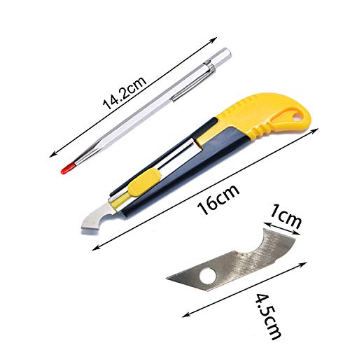 YouU 1pcs Acrylic Cutter and 10 Pcs Blade Set with Mini Box,Multi-Use Cutter with Cutting Blade/1pcs Tungsten Carbide Scribe and Etching Pen(Silver)