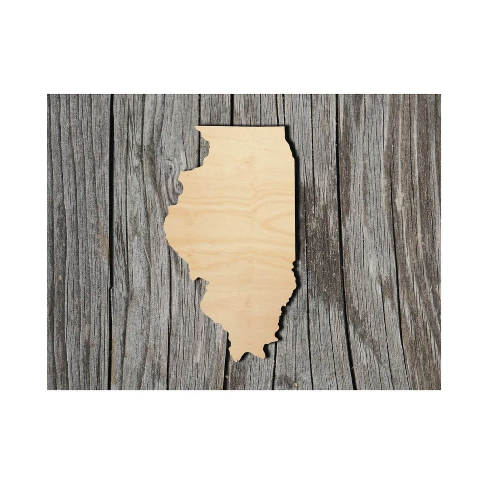 Illinois State Wood Craft,Unfinished Wooden Cutout Art,DIY Wood Sign, Inspirational Farmhouse Wall Plaque,Rustic Home Decor for Bedroom Living Room Office Home Wall