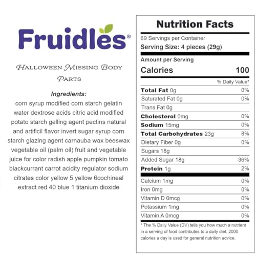 Fruidles Halloween Missing Body Parts Gummies, Fun And Festive Holiday Snacking (1 Pound Bag)