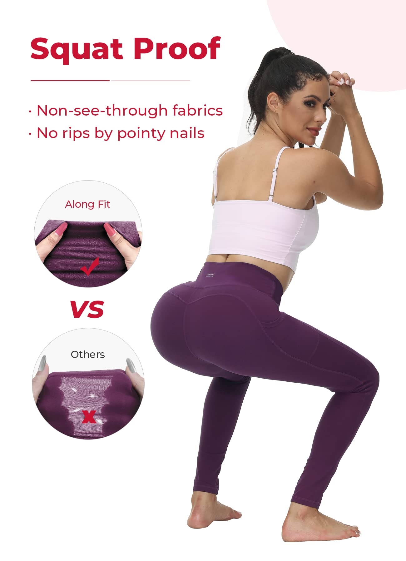 ALONG FIT V Crossover Leggings for Women Cross Waisted Yoga Pants with Pockets Tummy Control Non-See Workout Leggings