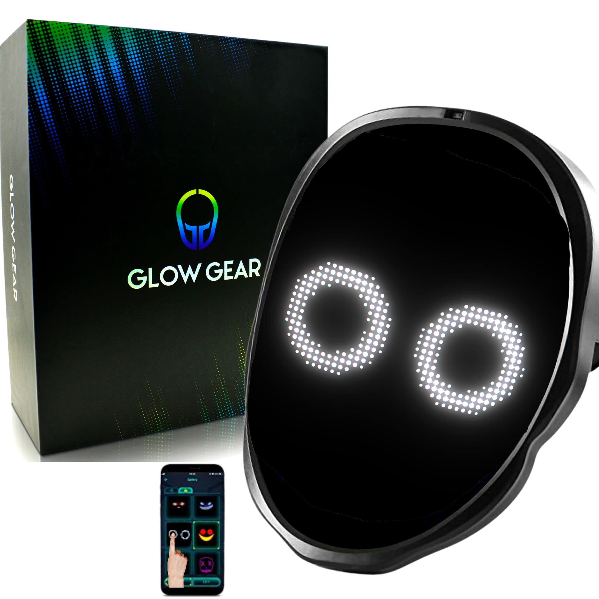 Face Transforming LED Mask - Electronic Changing Facial Cover with Bluetooth App, Programmable & Customizable Lighting Effect (AA -BATTERIES)