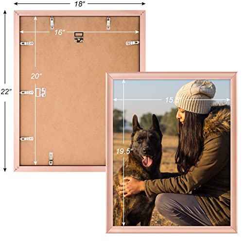 KSROECUD 16x20 Frames Set of 2 with High Definition Plexiglass, 16x20 Picture Frames for Wall, Rose Gold