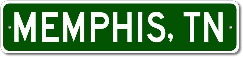 Memphis, Tennessee - USA City and State Street Sign - Personalized Metal Street Sign, Man Cave Destination Sign, Perfect Idea, Pub Bar Wall Decor - 6 x 24