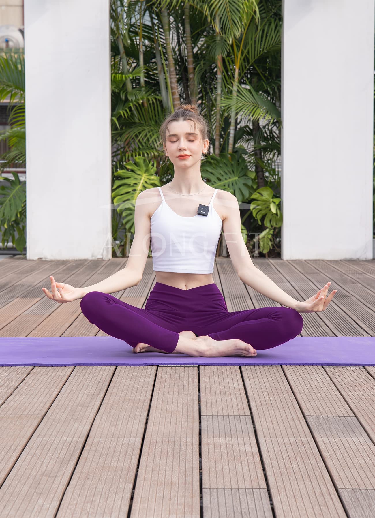 ALONG FIT V Crossover Leggings for Women Cross Waisted Yoga Pants with Pockets Tummy Control Non-See Workout Leggings