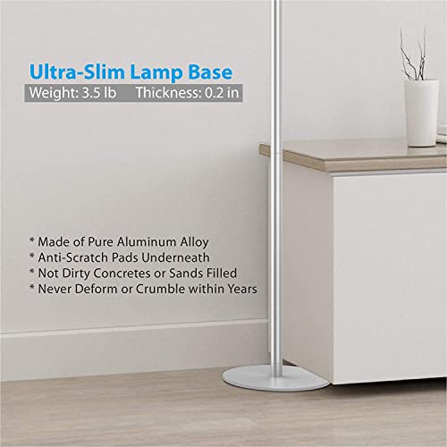 TROND Led Floor Lamp Torchiere Dimmable Floor Lamp 30W, 5500K Natural Daylight(Not Warm Yellow), 5000 lm, 71 in, 30 Minutes Timer, Detachable, Silver