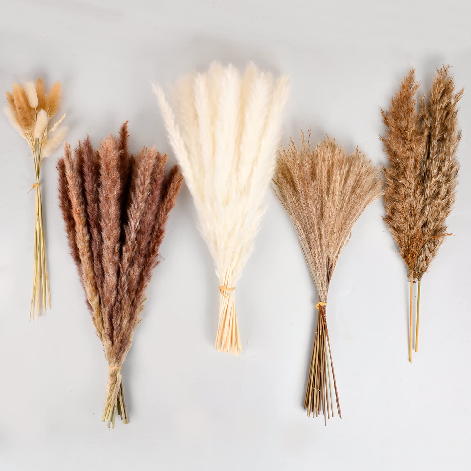 Happyhapi Natural Dried Pampas Grass Bouquet 92Pcs for Boho Home Decor Mixed Dried Flowers for Wedding Decor Pompas Floral Arrangements, Farmhouse Rustic Decor