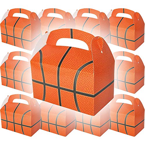 Sports Treat Boxes, Goodies Favor Gift-Box for Kids Birthday Party Favors, Weddings Events, Baby Shower, 6.25" x 3.5" x 3.5" Inch Box (12-Pack, Basket Ball Treat Box)