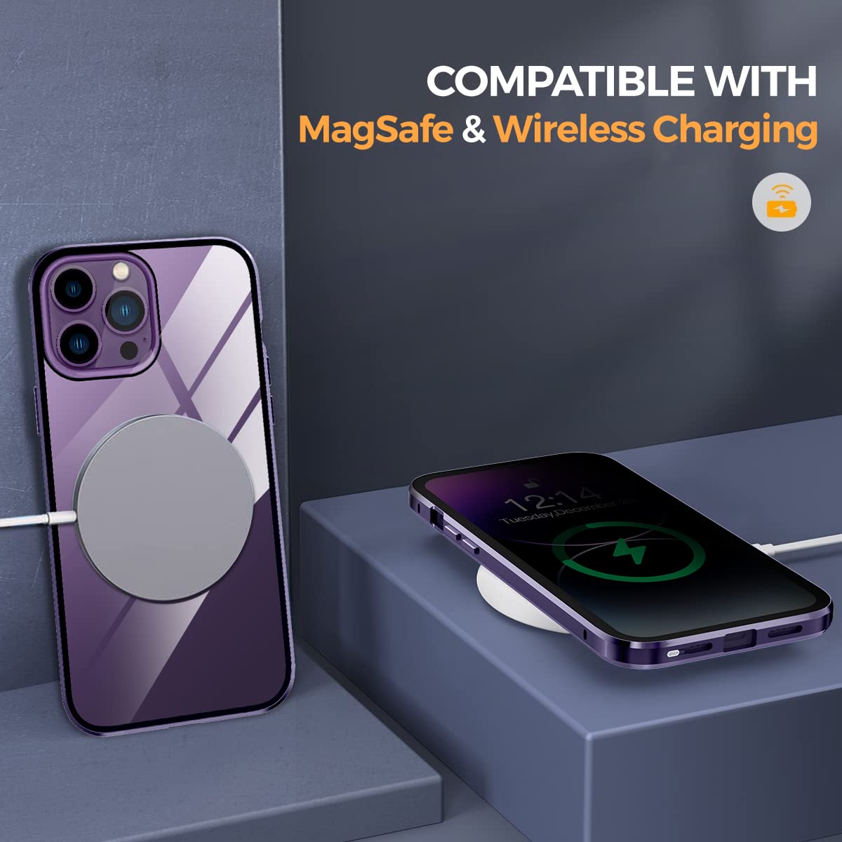 [2023 New Safety Lock+Camera Protector] Magnetic Case for iPhone 14 Pro Max,[100% Screen Sensitivity ][Anti-Peeping Screen Protector] Double Sided 9H Glass Privacy Case for iPhone 14 Pro Max