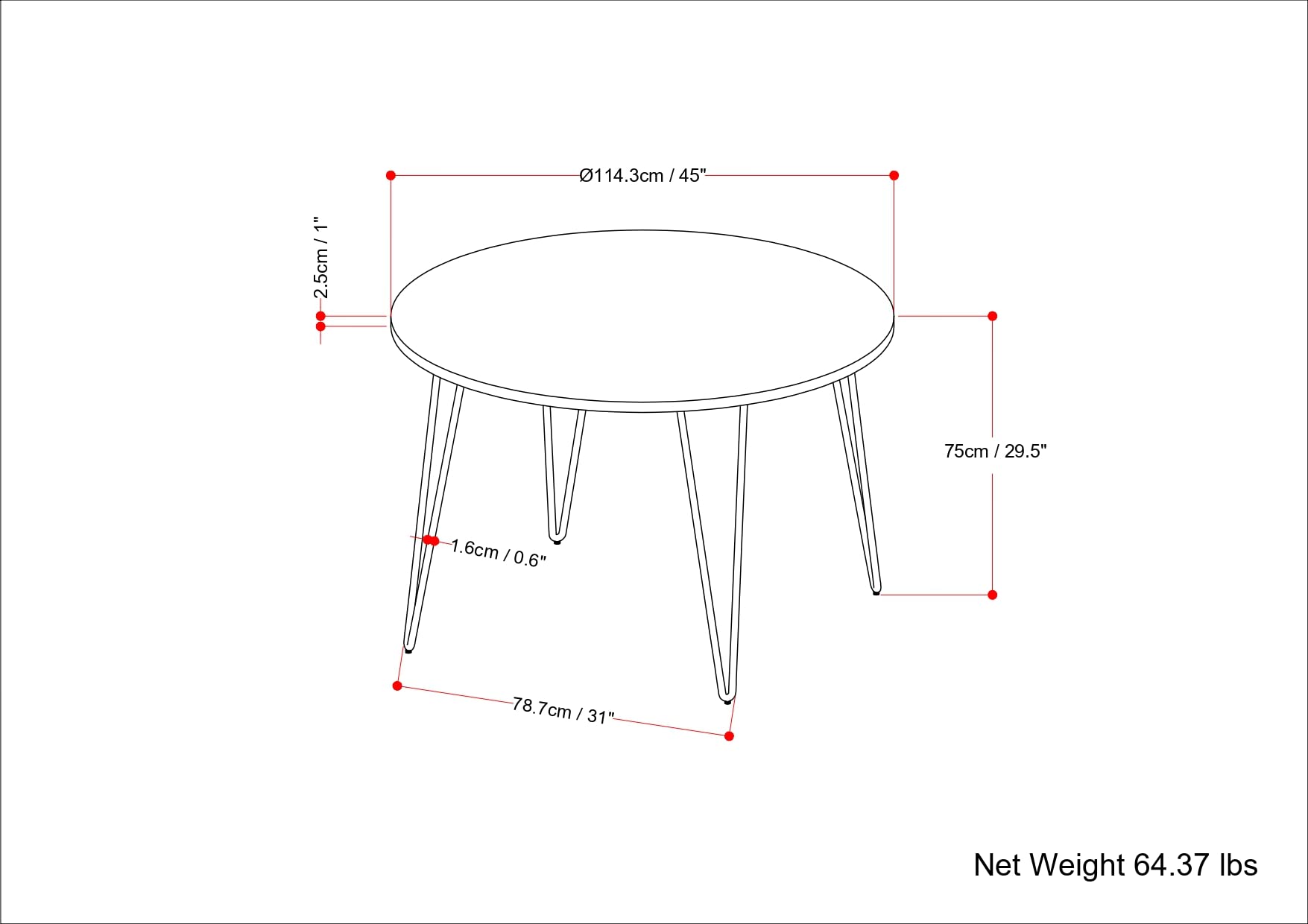 SIMPLIHOME Hunter Round Dining Table, Solid Mango Wood Tabletop in Natural and Powder-Coated Iron Metal Base in Black, 45-inches Round, Modern Industrial Kitchen Table for up to 4 People
