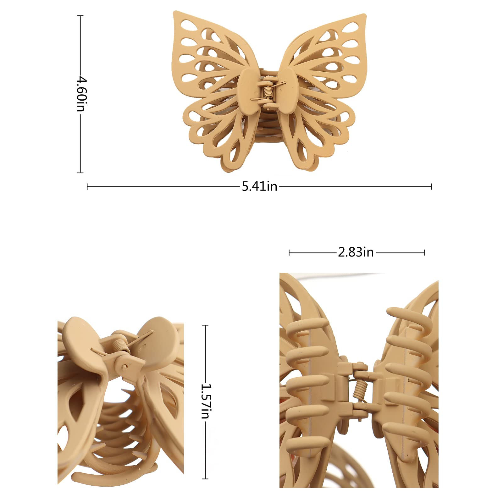 WACHLL Butterfly Hair Clips/ Claw Hair Clips for Women for Thick Hair Matte Medium Hair Clips (3Pcs)