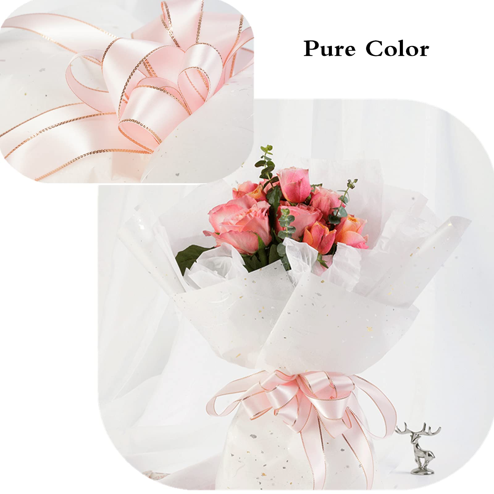 VIVIQUEN Pink Double Faced Satin Ribbon with Gold Edge, 1β Polyester Continuous Ribbon -25 Yards,Wide Ribbon for Gift Wrapping,Wedding,Bows Bouquet,Floral Arrangement and Craft