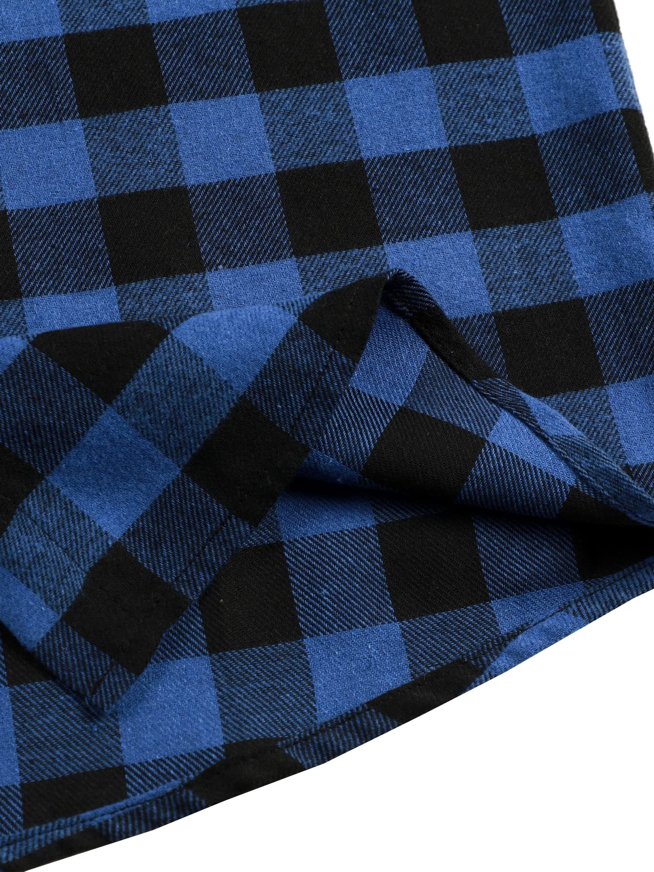 OYOANGLE Men's Plaid Long Sleeve Button Down Collared Flannel Shirt Tops Blue XXL
