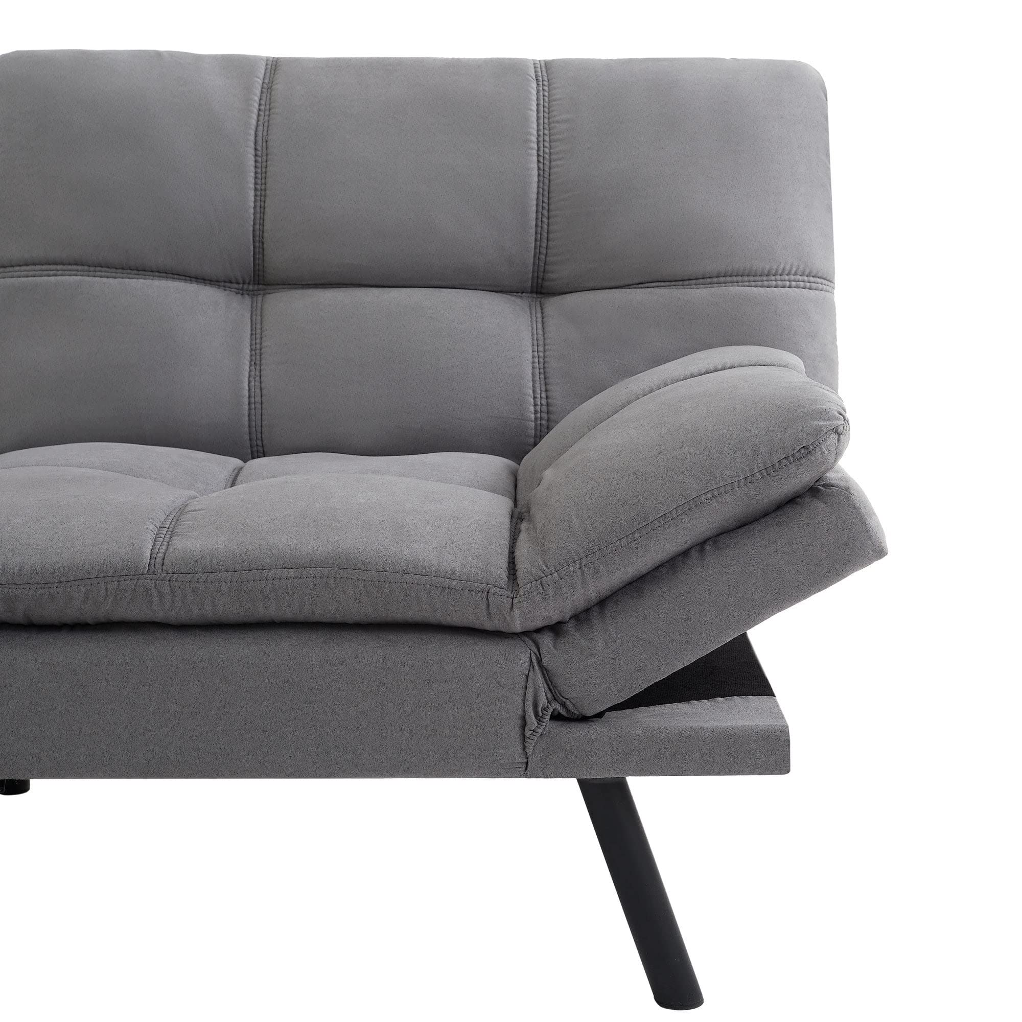 FIOXA Memory Foam Futon, Black Faux Suede Fabric (Color : Gray)