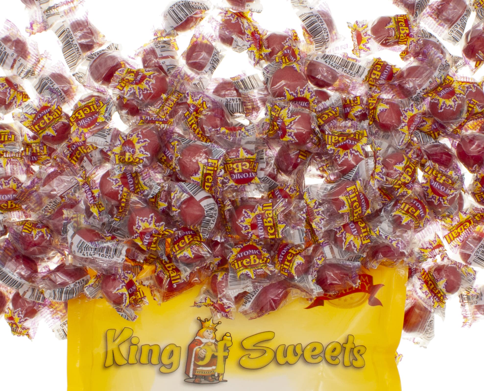 Atomic Fireballs - Medium - Ferrara Candy Co. | Intensely Cinnamon Hard Candy + Individually Wrapped Candy Pack | Movie Theater & Halloween Candy Pack | XL 2 Pound Bulk Candy Bag King of Sweets