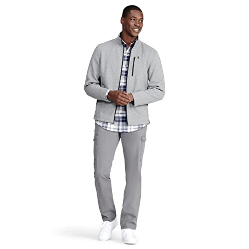 IZOD Men's Shaker Fleece Full Zip Jacket, Light Grey Heather, Medium