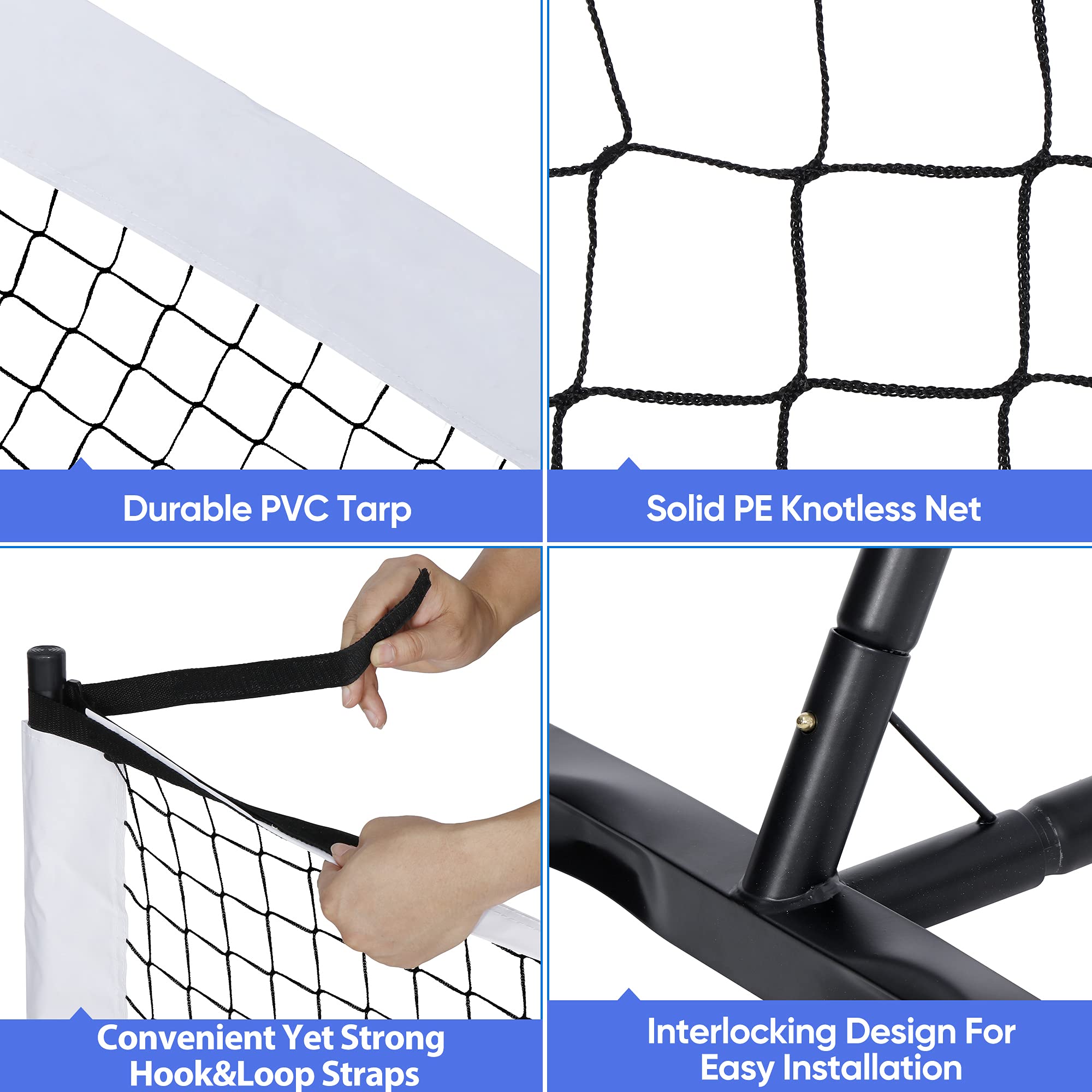 Smartxchoices Portable Pickleball Net System Outdoor 22FT Regulation Size, Pickleball System Metal Frame Net with Carrying Bag for Driveway Backyards
