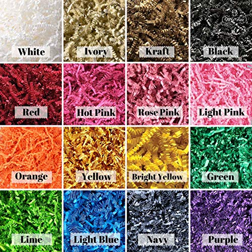 Mrs Fizz Crinkle Cut Paper Shred Filler for Packing and Filling Gift Baskets (10 LB) White