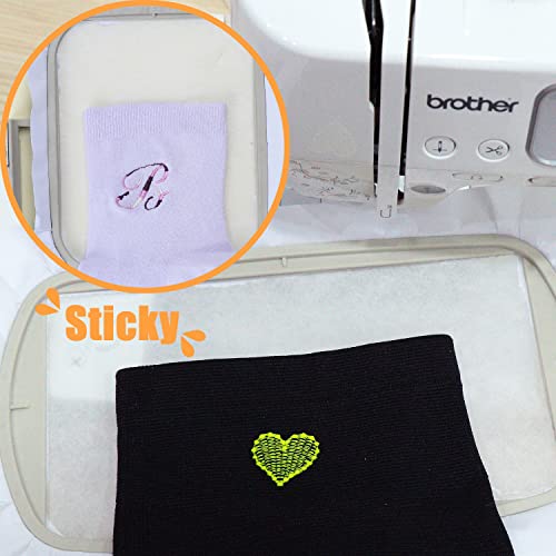 New brothread Sticky Self-Adhesive Tear Away Embroidery Stabilizer Backing 12" x 10 Yd roll - Medium Weight for Napped Fabric & Hoop Less Embroidery