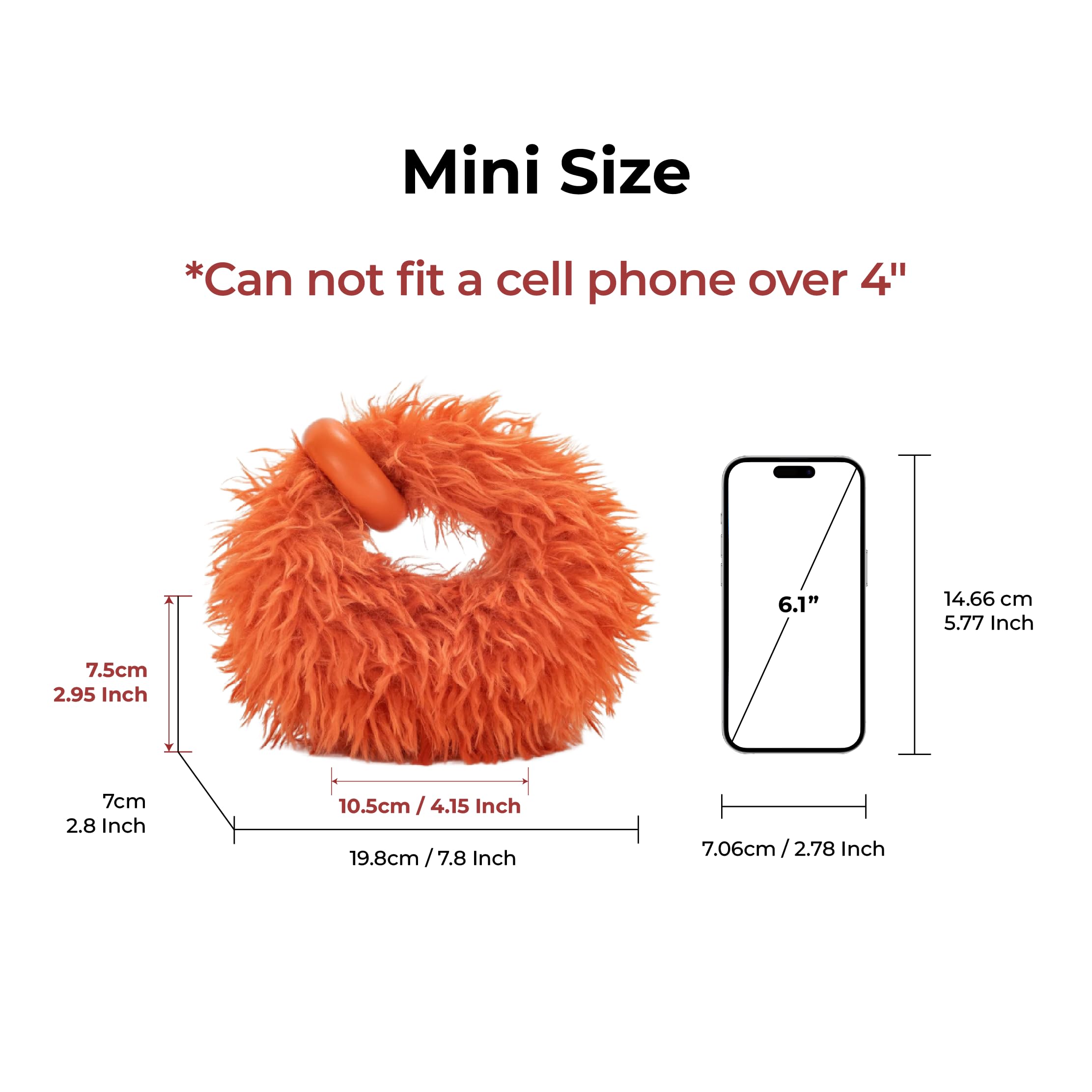 JW PEI Women's Abacus Top Handle Bag - Faux Fur Orange - Mini
