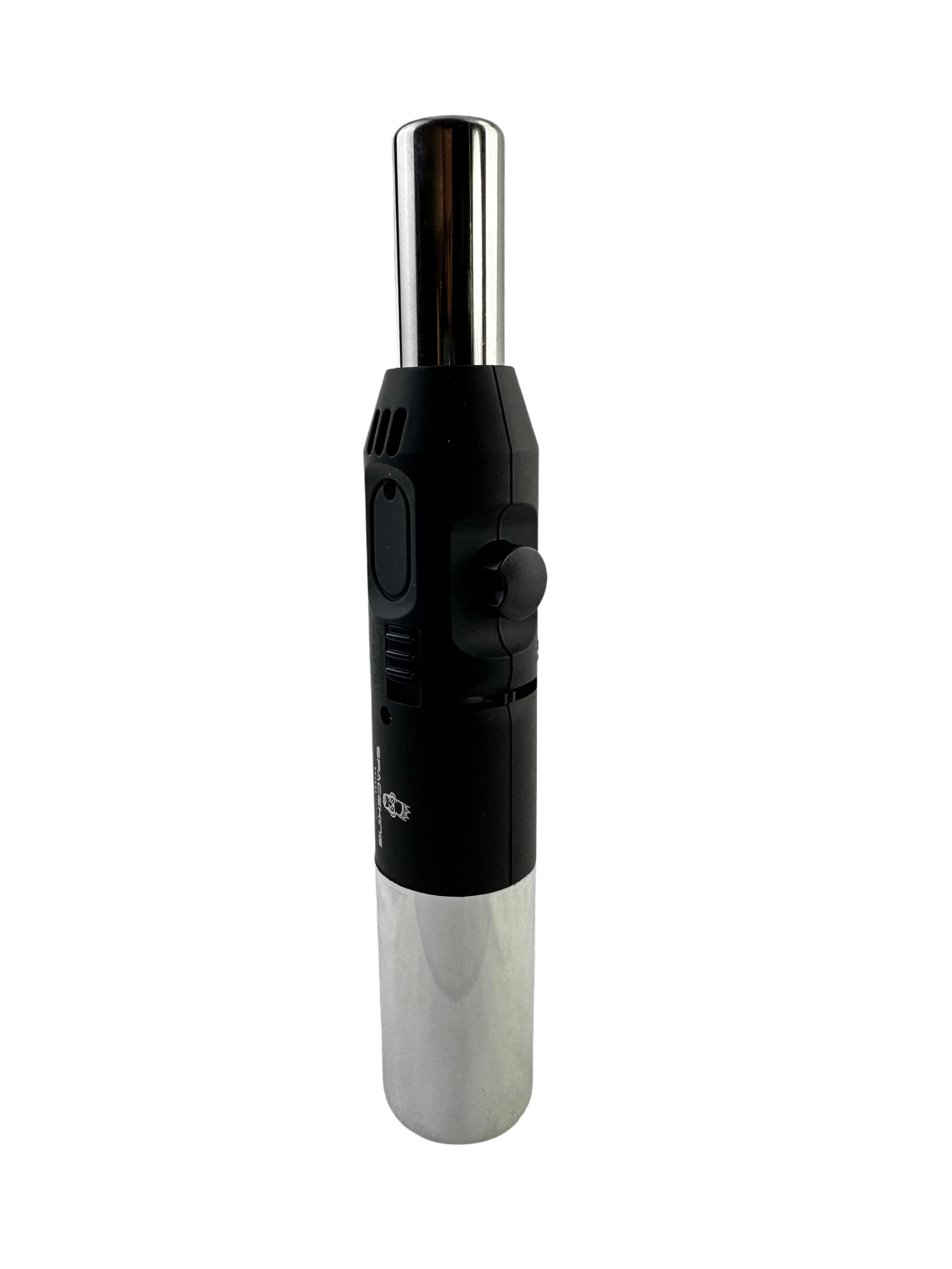 Space King Straight Shooter - Smooth Metallic - Adjustable Flame - Child-lock - Perfect for Camping, Kitchen, Backyard, Travel, Beach, BBQ, Mountain, Outdoors, Travel, Garage, and more. (Black)
