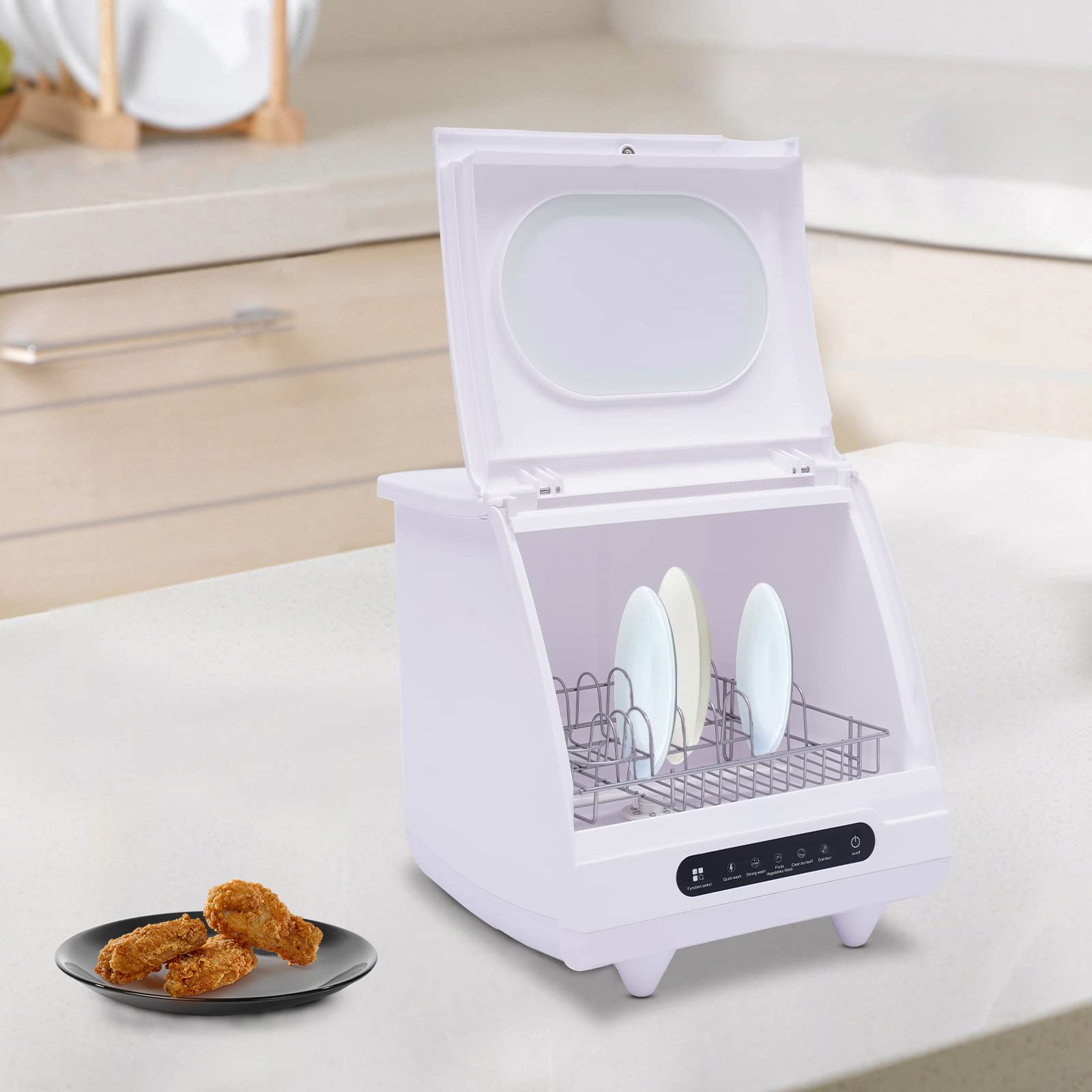 Portable Countertop Dishwasher,1.2KW Mini dishwasher with 5 Washing Programs & Basket,360° Dual Spray, Hold 2‑6 Sets Of Dishes,72℃ Rotating Spray,for Baby Care, Glass & Fruit Wash