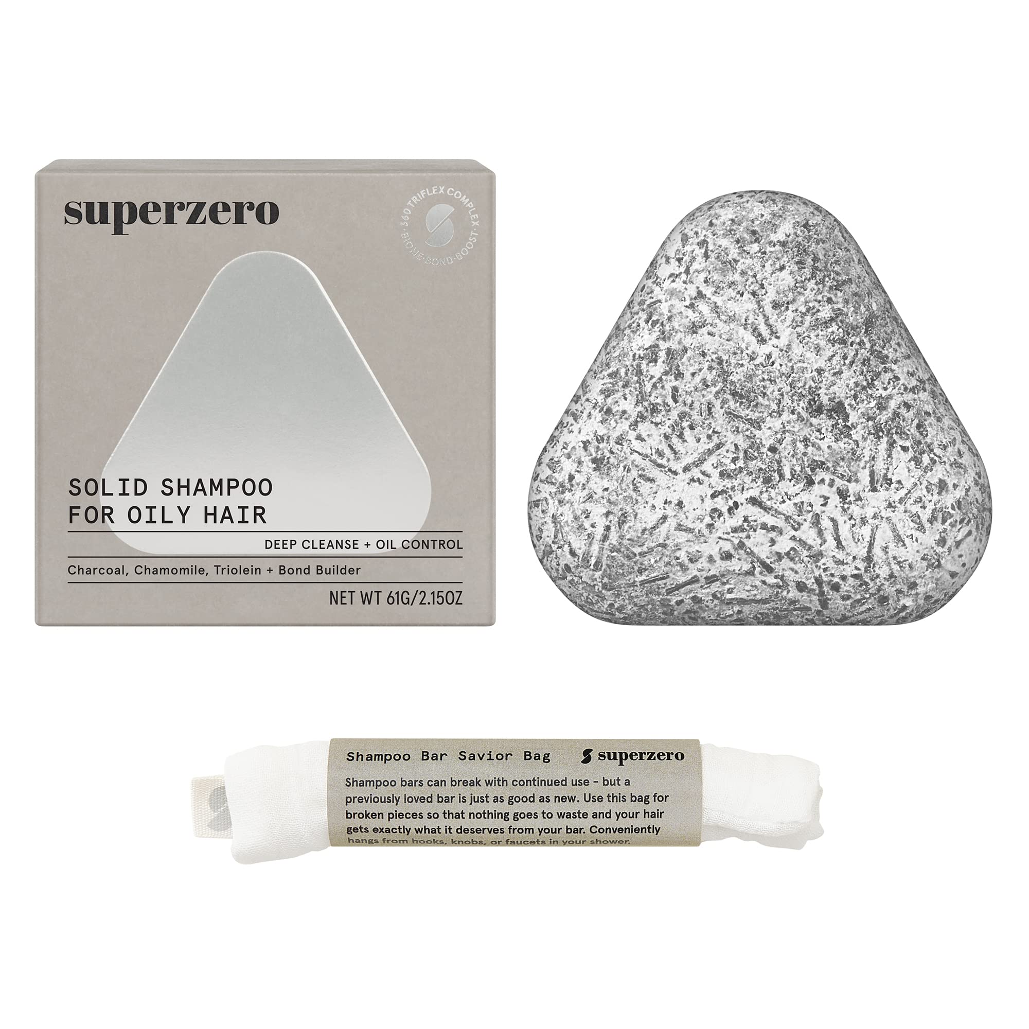 SUPERZERO Detox Solid Shampoo Bar for Oily Hair & Scalp, Made With Clean & Organic Ingredients, Sulfate-Free, Cruelty-Free & Vegan