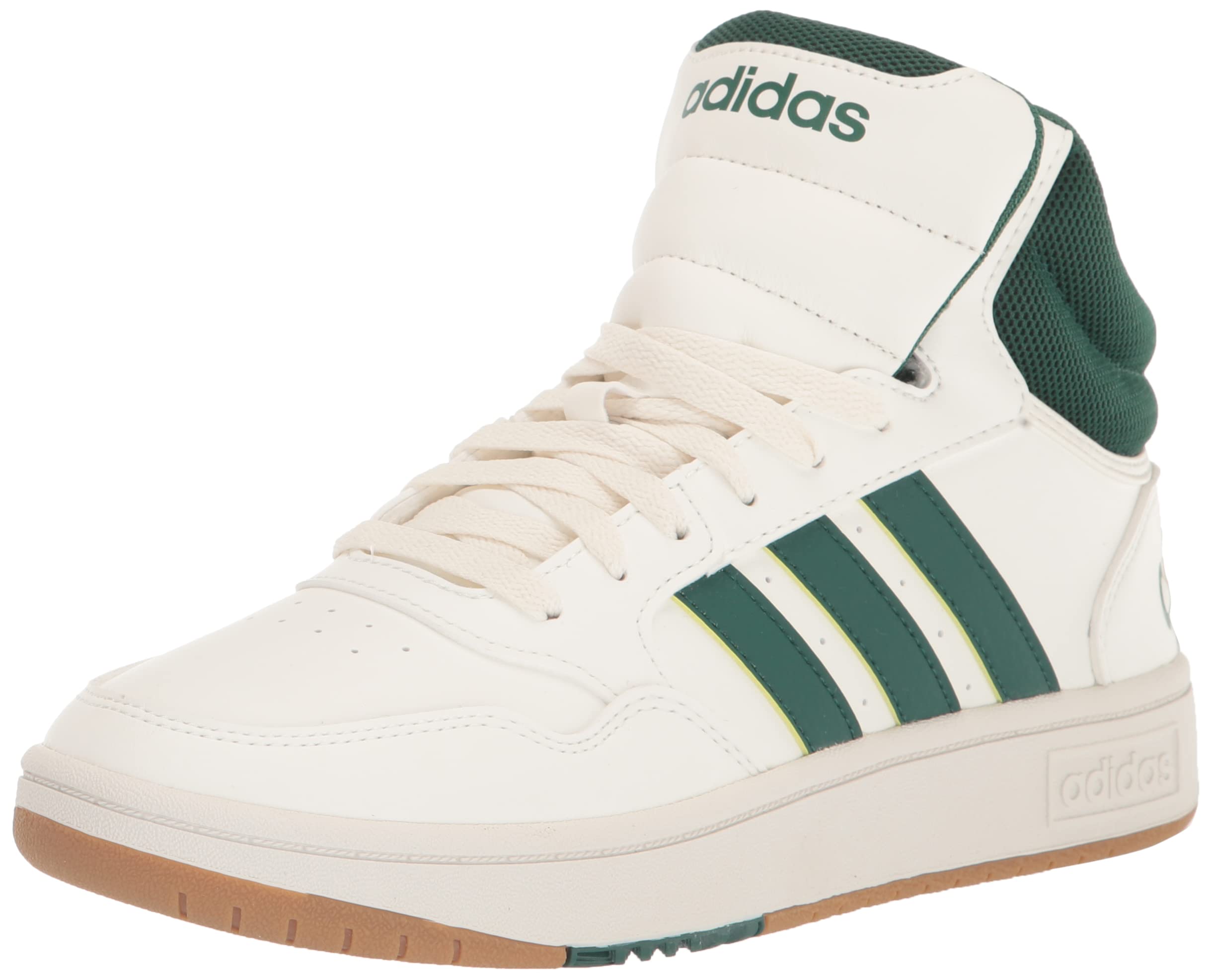 adidas Men's Hoops 3.0 Mid Basketball Shoes Sneaker, Core White/Collegiate Green/Gum, 12