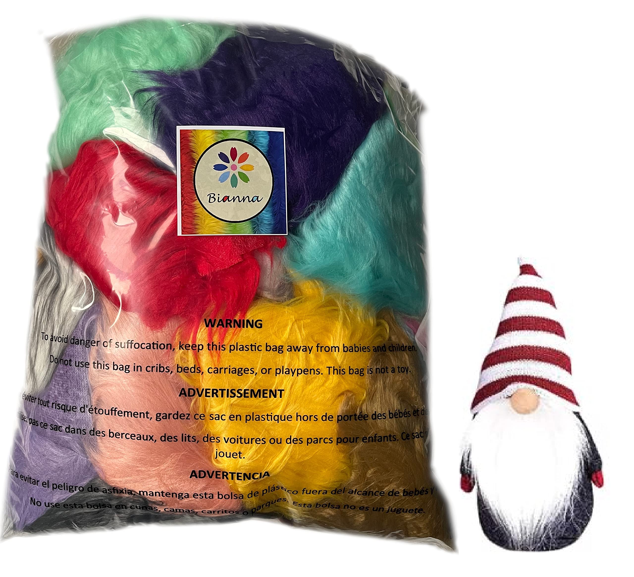 Bianna Creations 16oz Mixed Random Colors Craft Faux Fur Scrap Bag, Remnant Pieces Scrappy Artificial Fake for DIY Crafting Project, Gnome Beard Material, Small Pieces