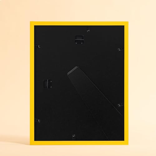 eletecpro 11x14 Picture Frame Made of Solid Wood and HD Glass Colourful Frame Display 8x10 Photo with Mat or 11x14 without Mat Home Decor for Wall and Tabletop Yellow 1 Pack