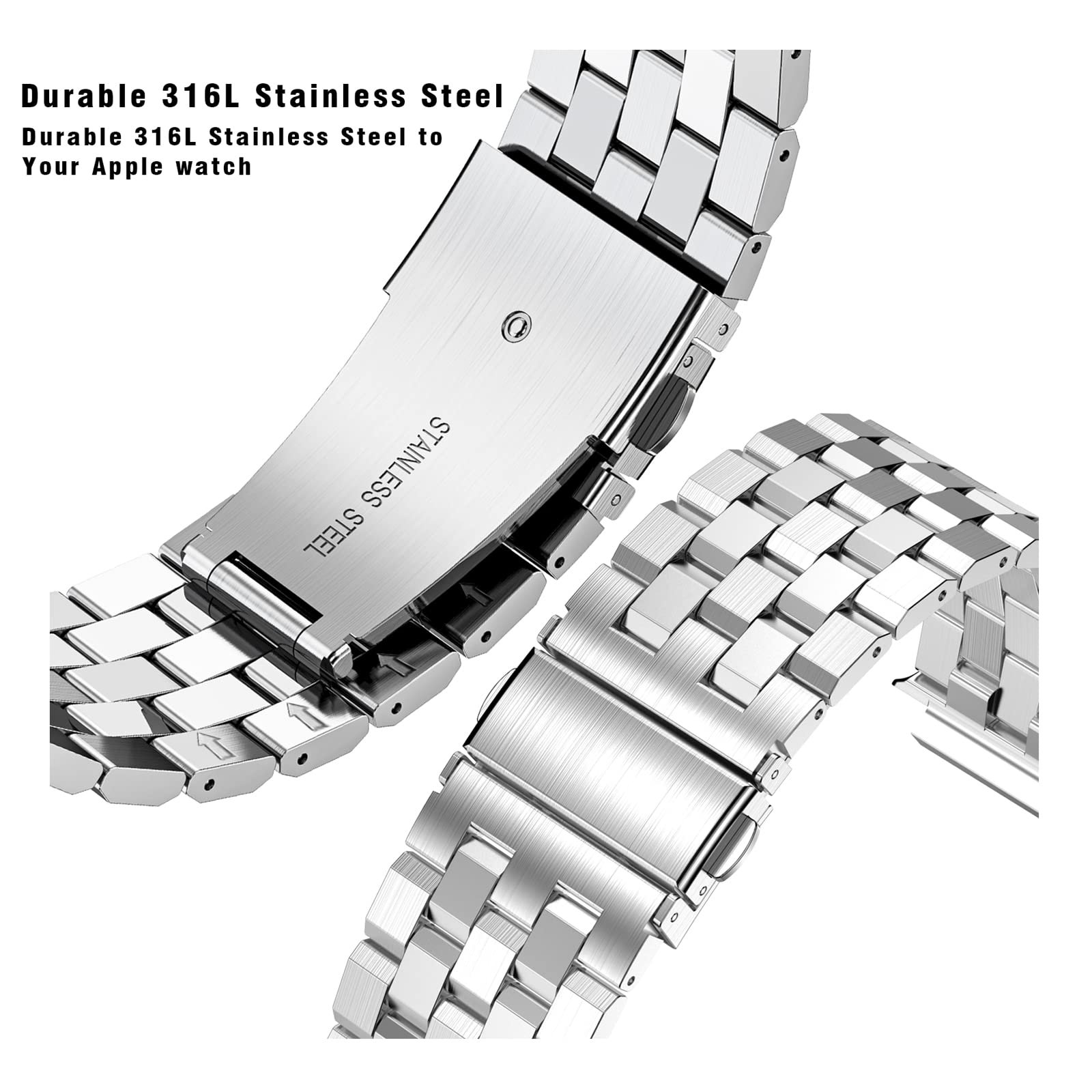 SUPLINK Stainless Steel Case with Band Compatible with Apple Watch Ultra 2/1 49mm Metal Rugged Protector Cover for iWatch Men (Silver)