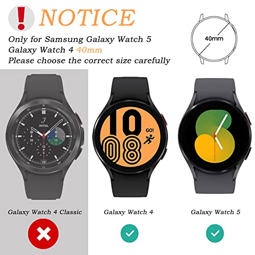 12 Pack Soft Case Compatible with Samsung Galaxy Watch FE & Galaxy Watch 5 & Galaxy Watch 4 40mm/44mm, Soft TPU All-Around Protective Bumper Built-in Screen Protector(12 Colors,40mm)
