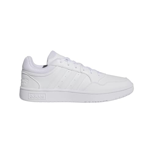 adidas Originals Men's Hoops 3.0 Low Sneaker, White/White/Core Black, 10