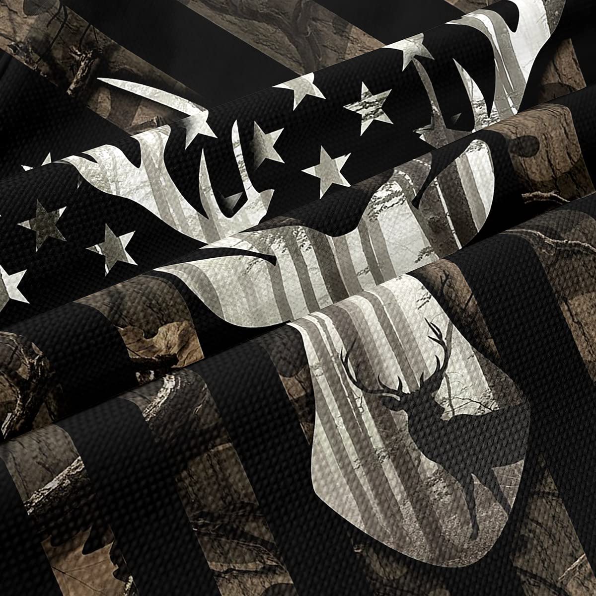 Camo American Flag Throw Pillow Cover,Deer Antlers Grey Camouflage Soft Reversible Print Cushion Cover for Bed Sofa,Wild Animal Branches Leaves Stars Square Couch Pillow Cover,20"x 20" Single Pack