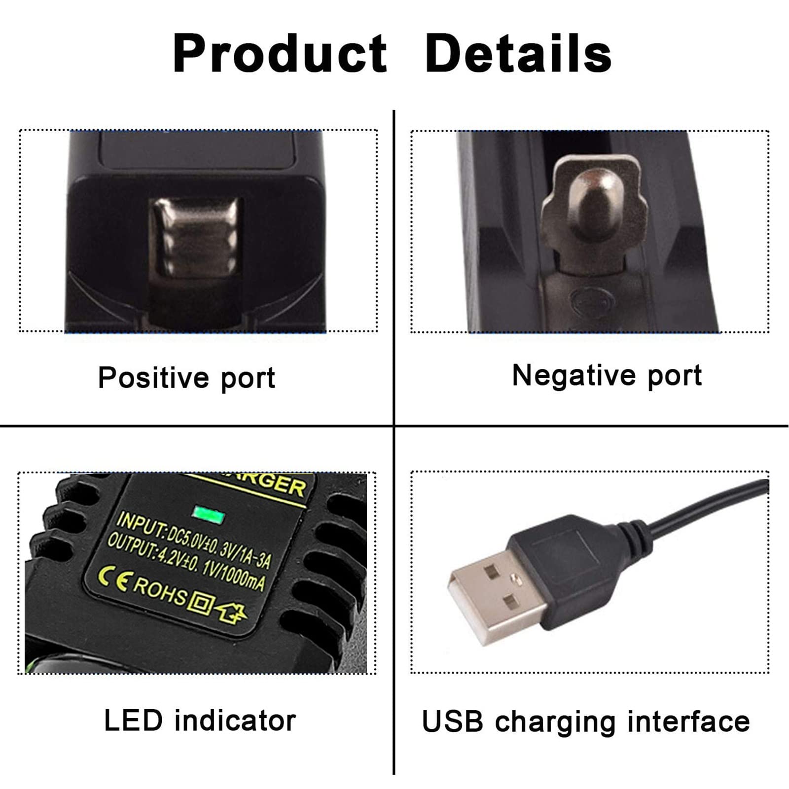 26650 Rechargeable Battery Charger USB Single Slot Charger for 3.7v Lithium Battery 21700 26650 10440 14500 18500 16340 18650 3.7V