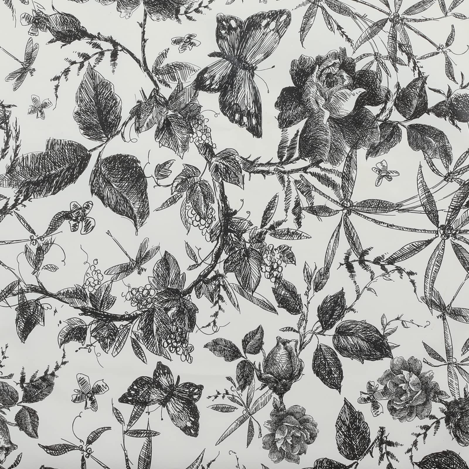 KINBEDY Floral Wallpaper Peel and Stick Wallpaper Vintage Contact Paper 17.7 inch x 32.8 ft Beige Floral Patterned Contact Paper Bird Flower Decorative Wall Paper Butterfly Self Adhesive Wallpaper…