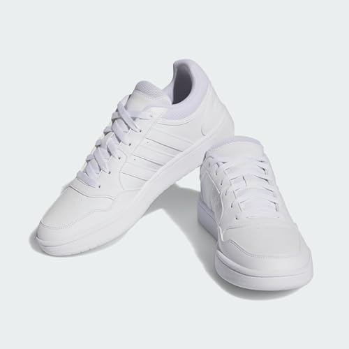 adidas Originals Men's Hoops 3.0 Low Sneaker, White/White/Core Black, 10