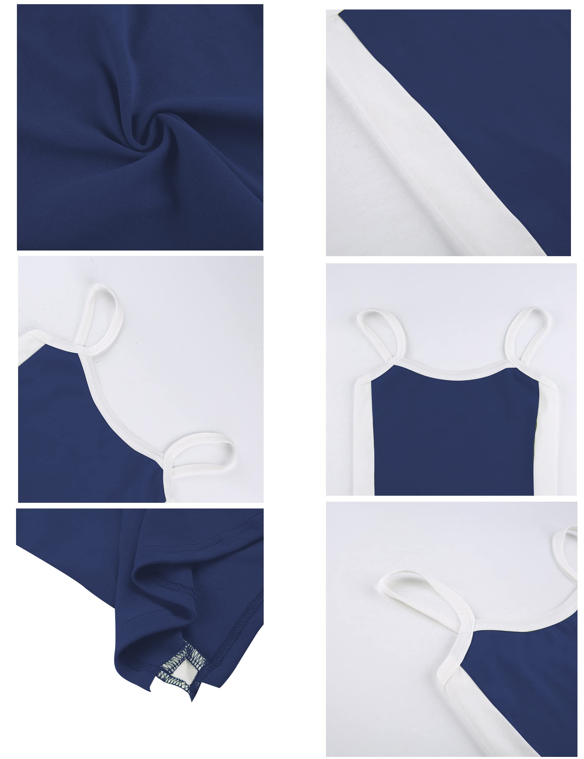 KAMISSY Cotton Color Block Tank Tops for Women Sleeveless Patchwork Crop Cami Tank Casual Slim Fit Cropped Vest Top Blue M