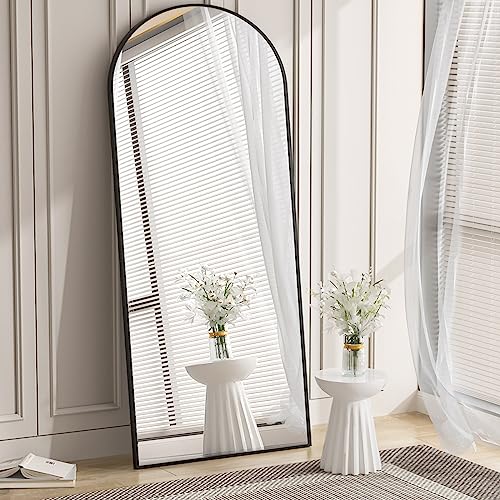 Koonmi 30"x71" Arched Full Length Mirror, Black Large Floor Mirror with Aluminum Alloy Frame Standing Hanging or Leaning Wall-Mounted Full Body Mirror for Living Room and Bedroom
