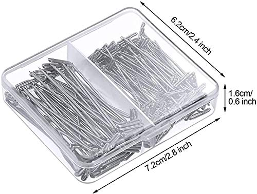 150 pcs T-pins for Blocking Knitting, Modelling,Wig Making and Crafts, Stainless Steel Nickel Plated with Storage Box (1.5inch,2 inch)