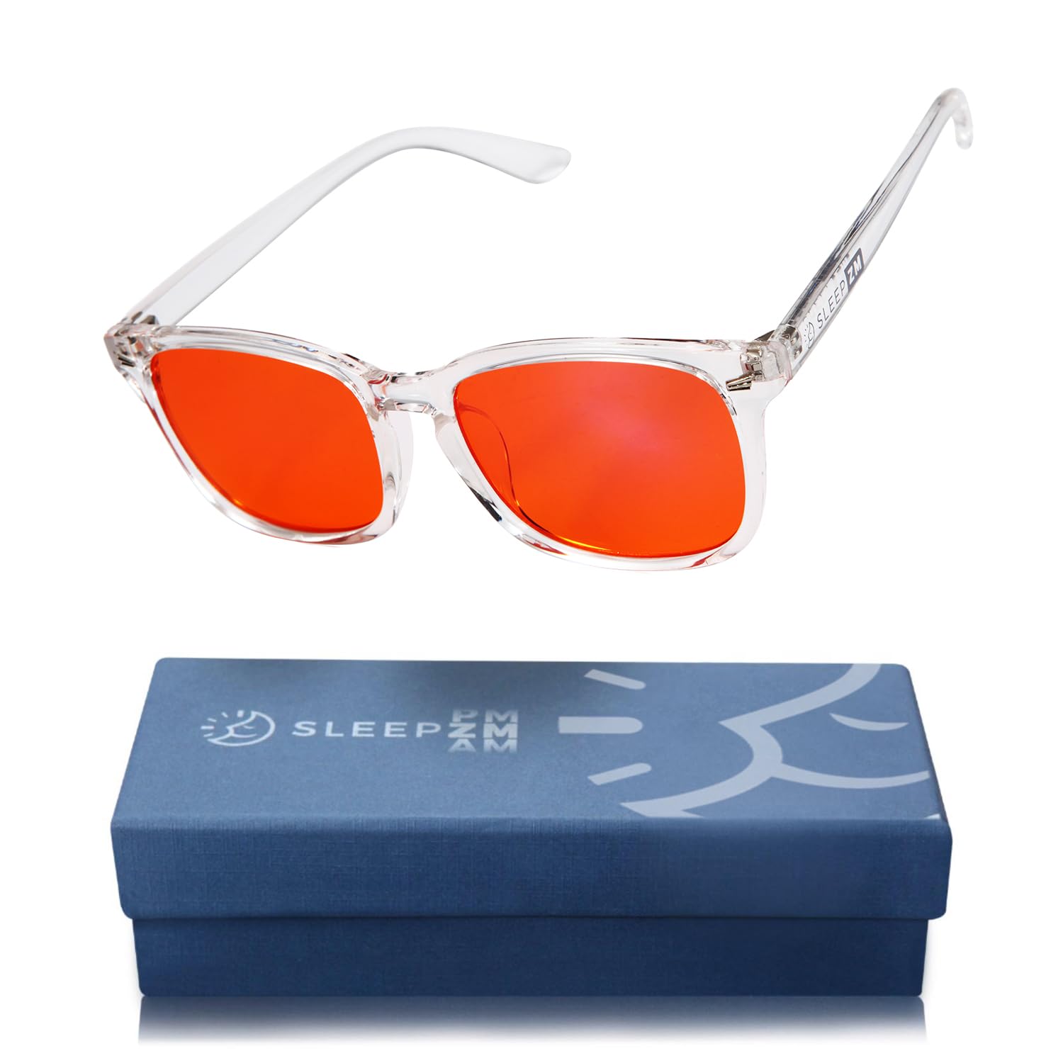 Sleep ZM Transparent Crystal 99% Blue Light Glasses for Computer, TV, Gaming Improve Sleep by Naturally Producing Melatonin - Women + Men