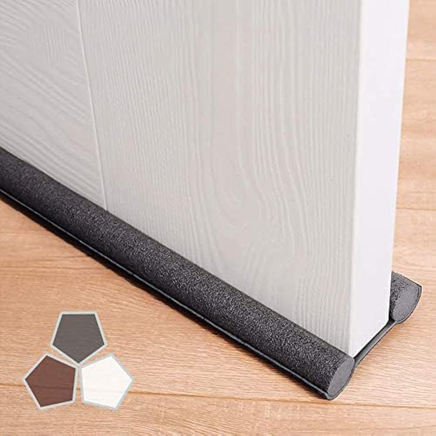 Under Door Draft Stopper 37 Inch Cuttable and Washable,Twin Door Draft Stopper,Energy Saving Door Weather Stripping Reduce Noise Window Breeze Blocker Adjustable Door Sweeps, Gray