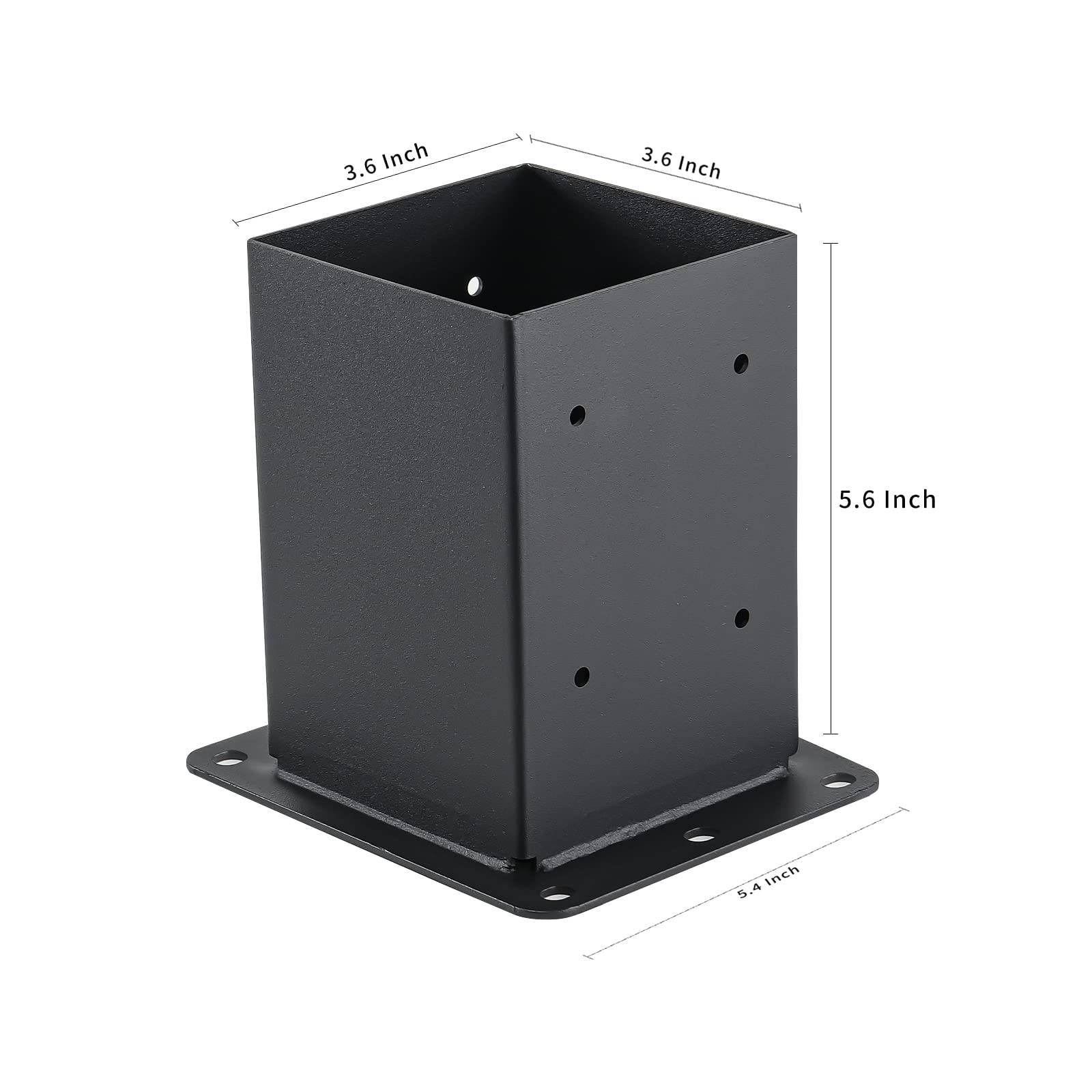 AXWHYS 4x4 Post Base 4 Pcs, (Inner Size 3.6x3.6) Post Anchors, 13GA Thick Solid Steel & Black Powder Coated,Deck Post Brackets Support Deck Base Plate Pergola Brackets Fence Kit Mailbox Mount
