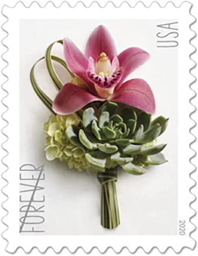 Happyworker Contemporary Boutonniere Forever Postage Stamps Forever Wedding(5 Sheets, 100 Stamps)