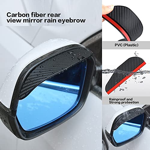 2PCS Car Rear View Mirror Rain Visor Guard,Universal Rain Cover,Waterproof Auto Mirror Rain Visor,Carbon Fiber Car Side Mirror Rain Eyebrow (Black)