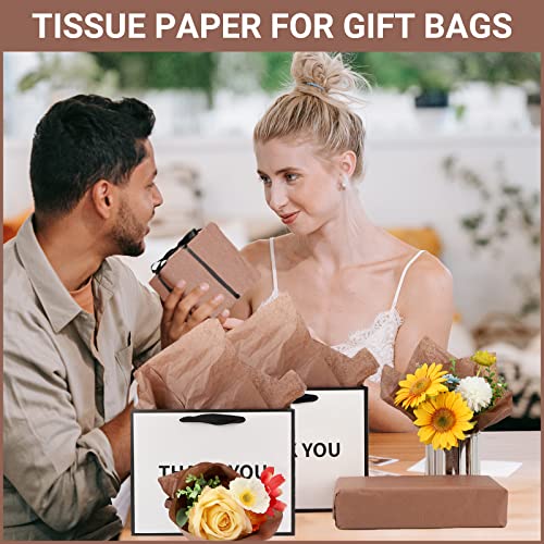 Segarty Brown Tissue Paper for Packaging, 100 Sheets 14 x 20 Inches Bulk Tissues Paper for Gift Bags Wrapping, Packing, Easter, Mothers Day, Holiday Decorations, Tissue Paper for Crafts, DIY Pom Pom