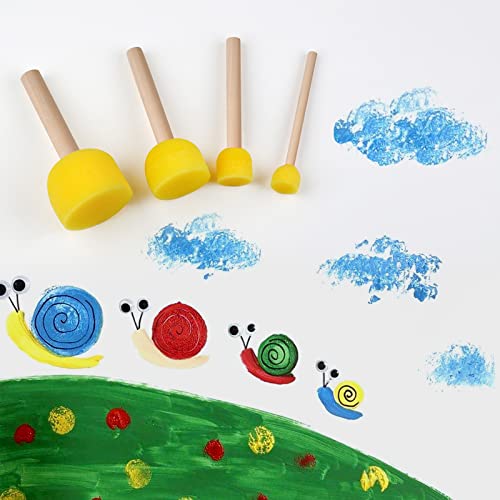 30 Pcs Round Sponges Brush Set, Round Sponge Brushes for Painting, Paint Sponges for Acrylic Painting, Painting Tools for Kids Arts and Crafts (4 Sizes)