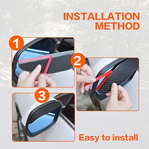 2PCS Car Rear View Mirror Rain Visor Guard,Universal Rain Cover,Waterproof Auto Mirror Rain Visor,Carbon Fiber Car Side Mirror Rain Eyebrow (Black)