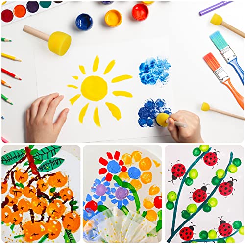 30 Pcs Round Sponges Brush Set, Round Sponge Brushes for Painting, Paint Sponges for Acrylic Painting, Painting Tools for Kids Arts and Crafts (4 Sizes)