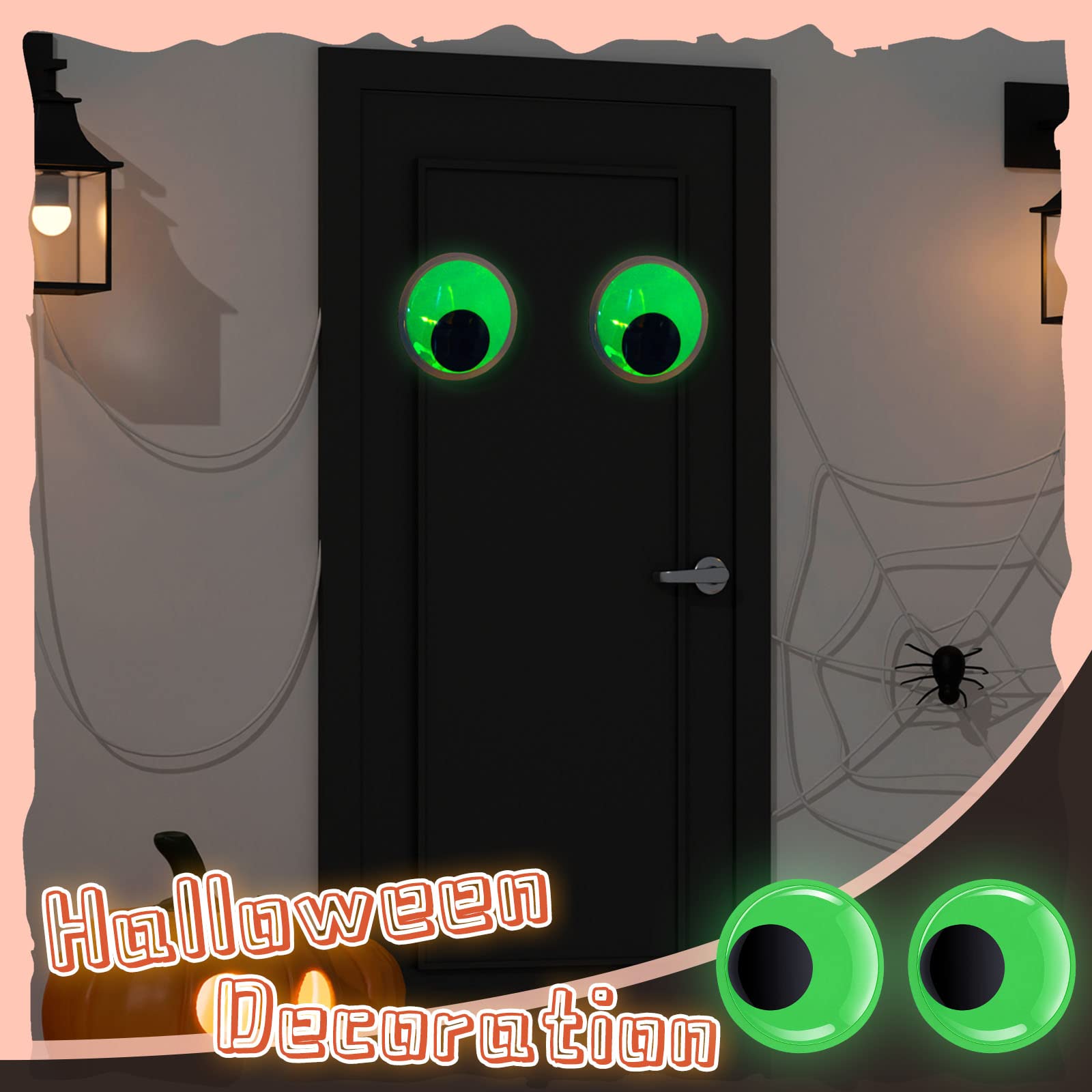 4 Pcs Luminous Giant Wiggle Eyes Halloween Self Adhesive Large Eyes Glow in The Dark Big DIY Craft Eyes for Halloween Decoration Stickers (5.9 inch/ 15 cm)